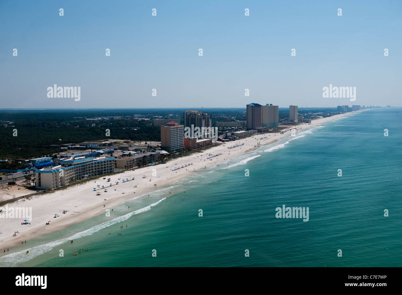 Aerial view of the coastline along the Gulf of Mexico at Panama City ...