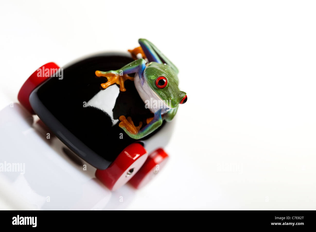 Toy car and frog Stock Photo - Alamy