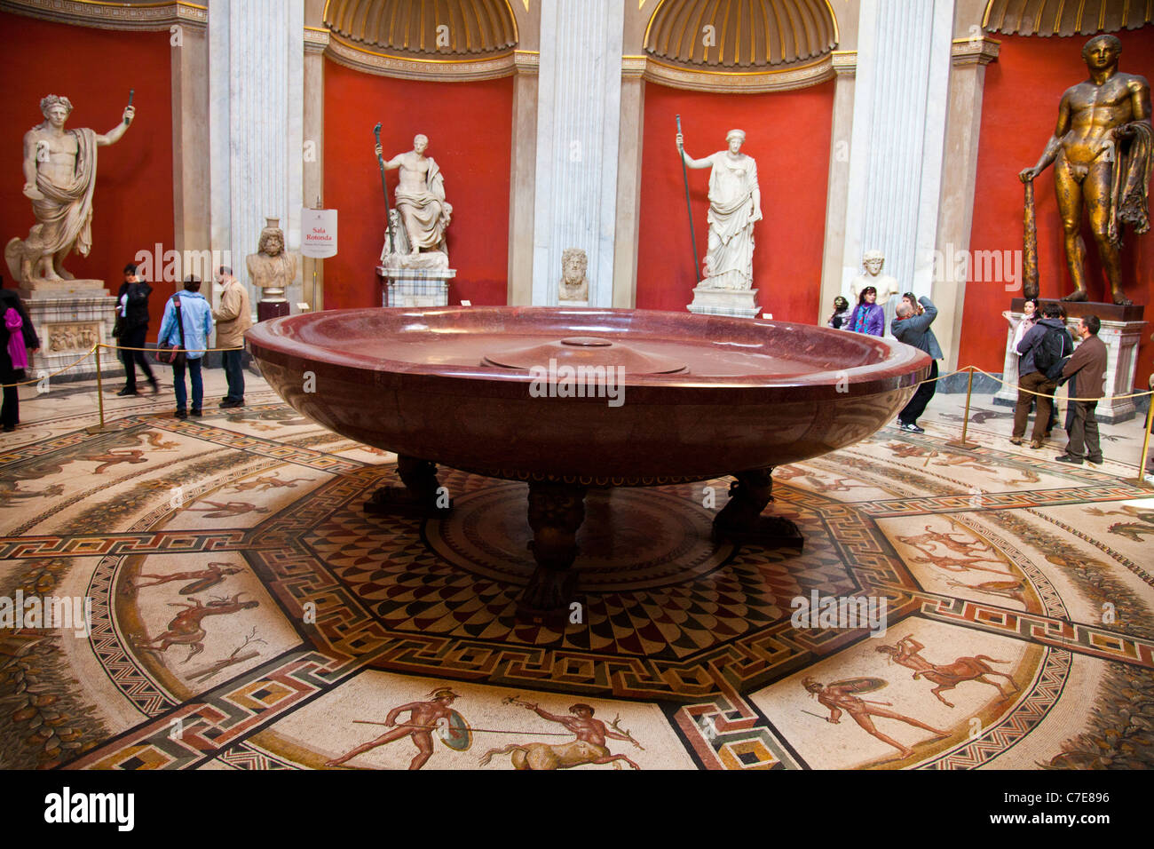 Nero's porphyry bath Circular Hall in the Vatican Museum Stock Photo ...