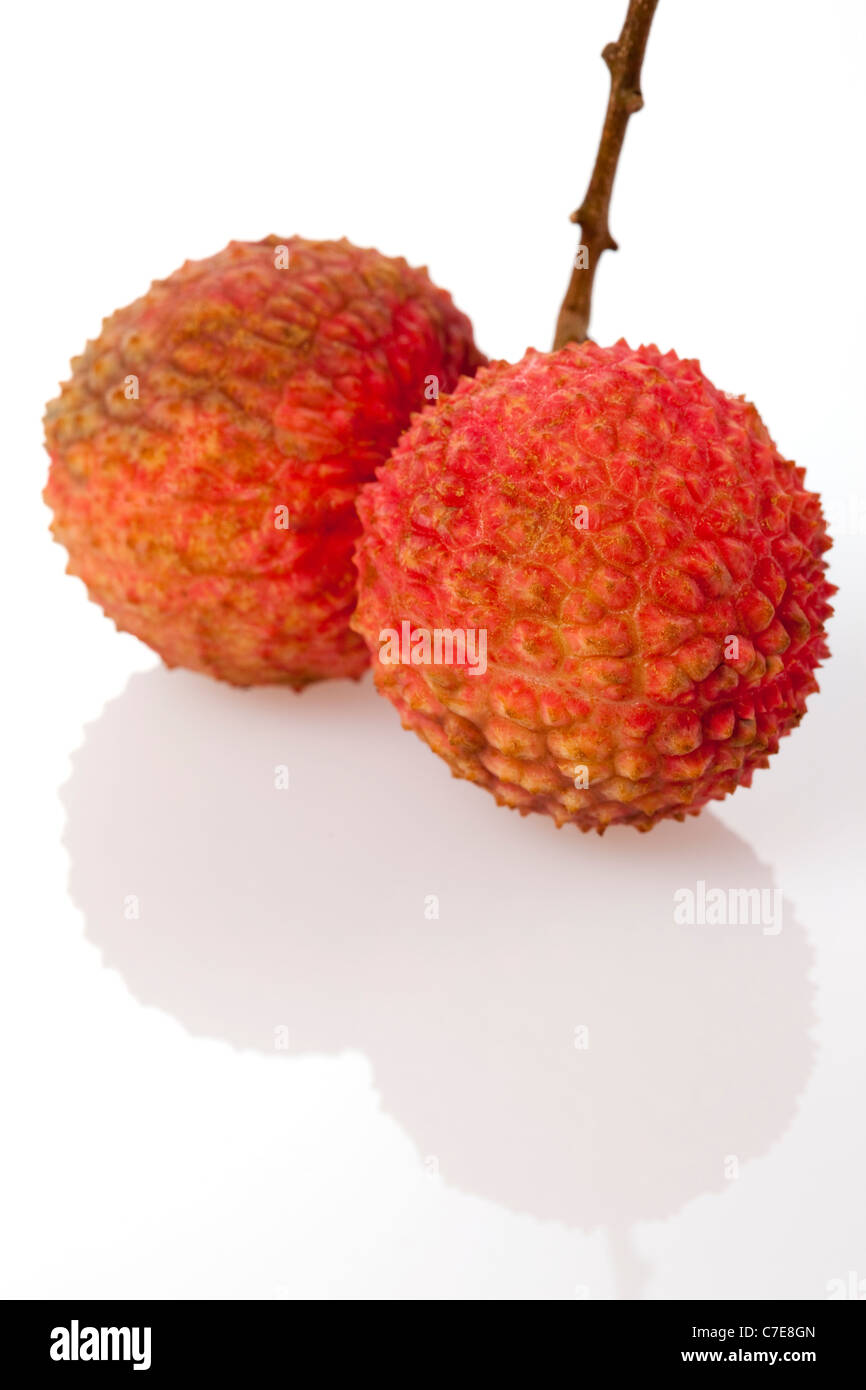 Lychee on White Background Stock Photo - Alamy