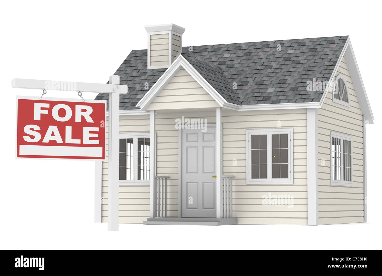 A simple house with a For Sale sign Stock Photo - Alamy