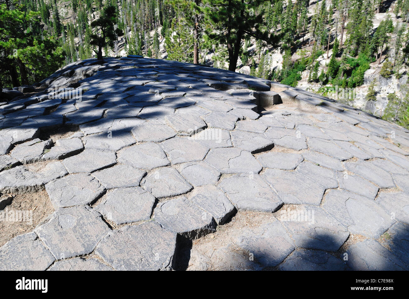Glacial striations on the polygonal cross section of basalt columns at ...