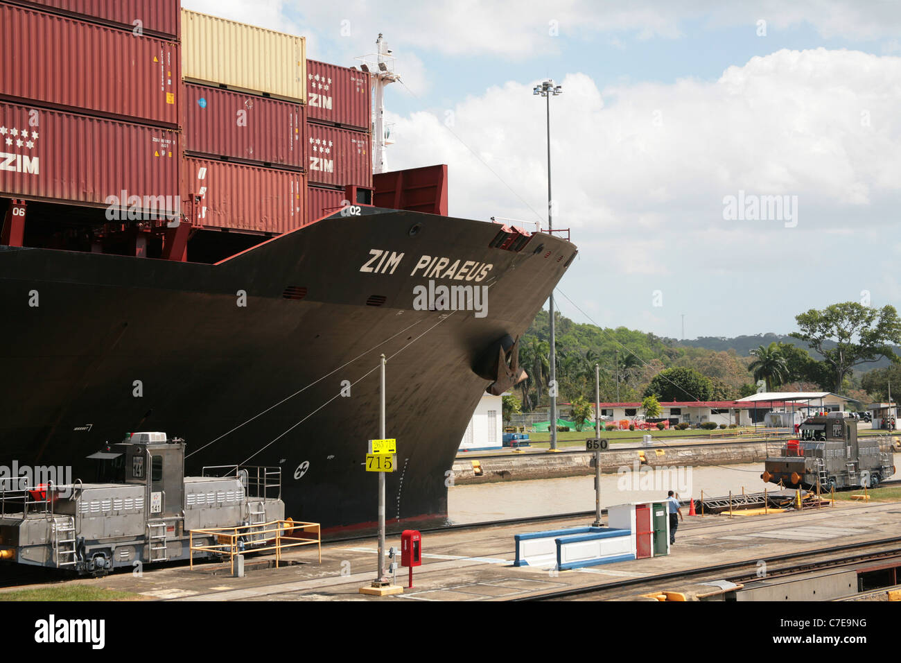 Cargo ship from the ZIM Integrated Shipping Services transiting the ...