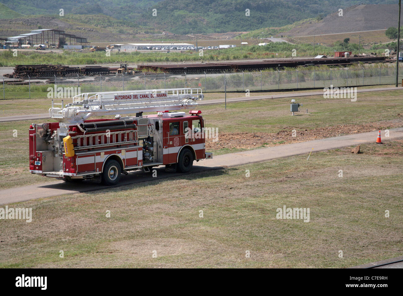 Panama Canal fire truck Stock Photo - Alamy
