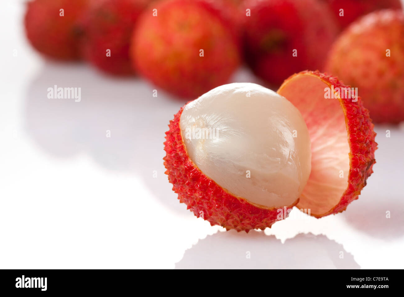 Lychee on White Background Stock Photo - Alamy