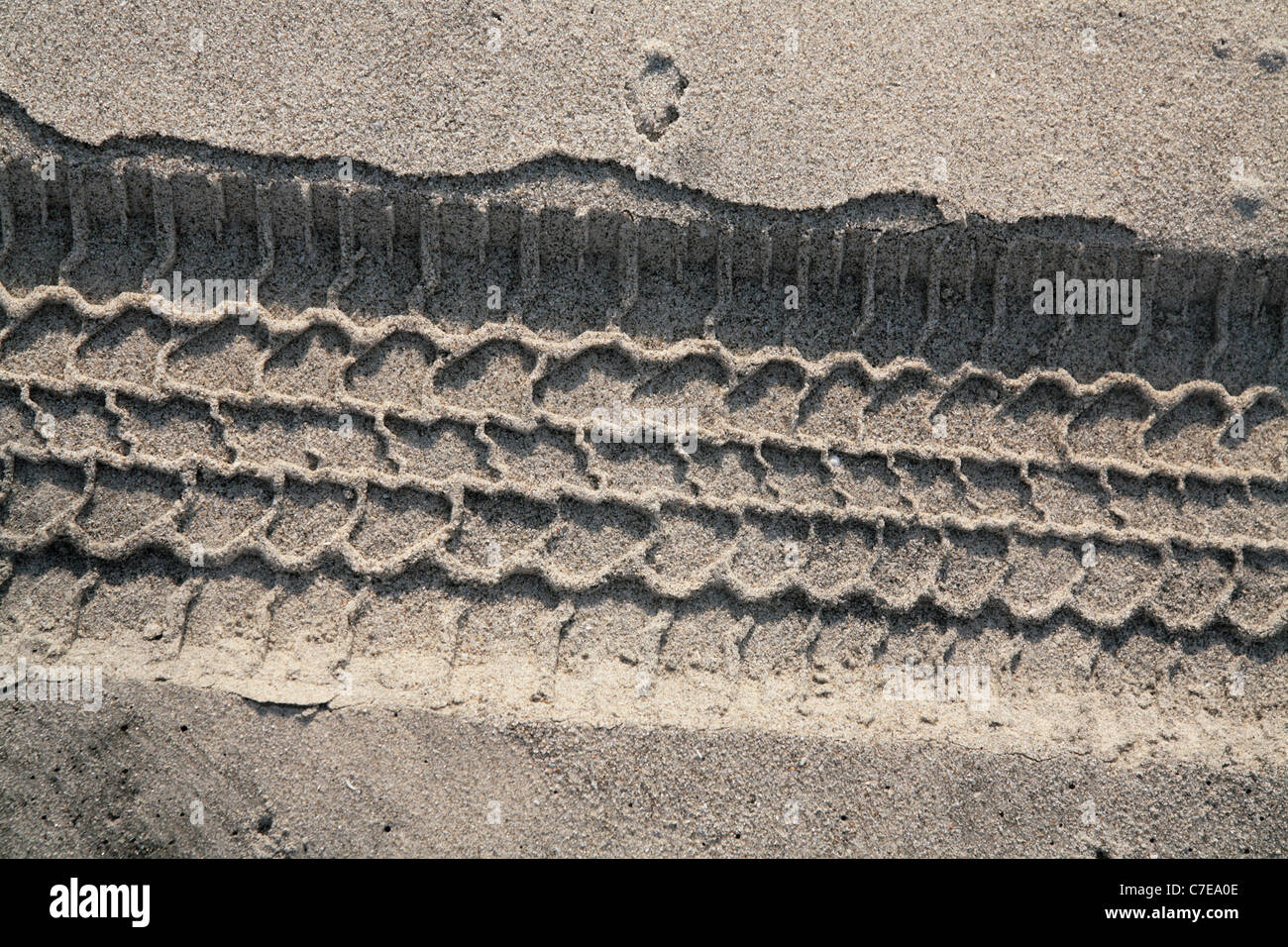 Beach, sand and other things. All terrain wheel track Stock Photo - Alamy