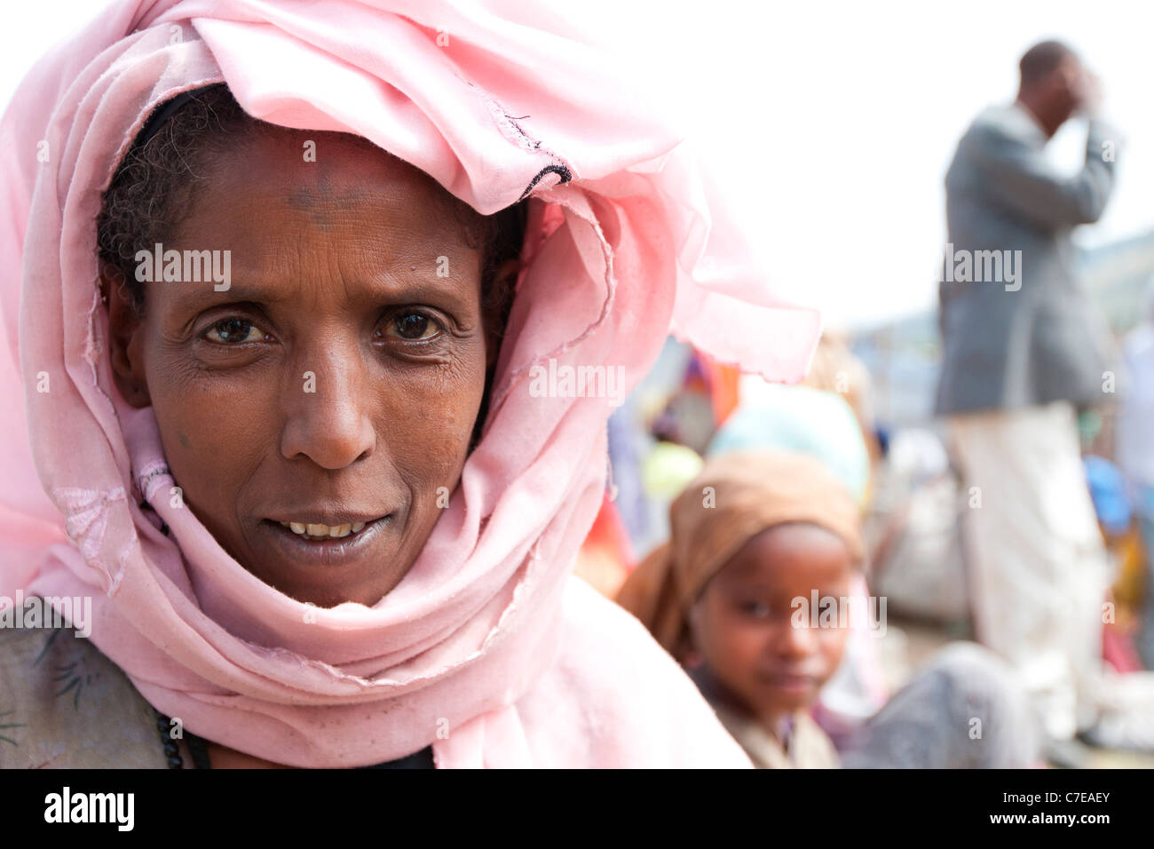 Portrait of a local lady at Sulula market near Dessie in Northern ...