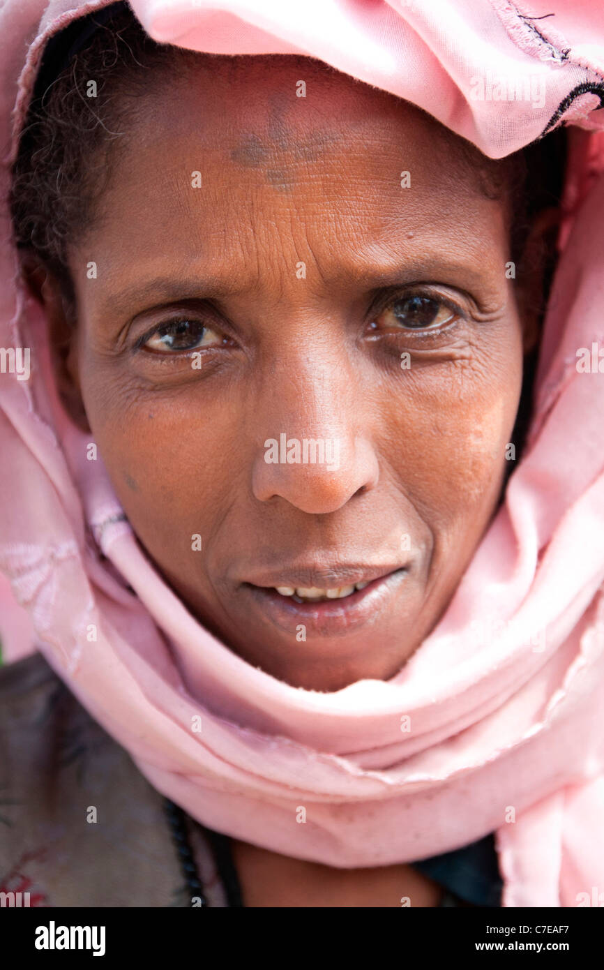 Portrait of a local lady at Sulula market near Dessie in Northern ...
