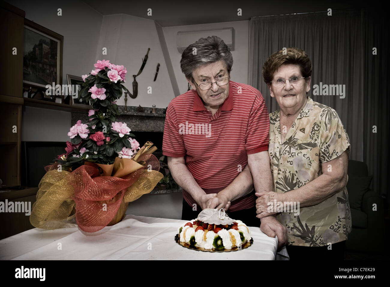Anna and Mario, 50 th wedding anniversary, Cuggiono, Italy Stock Photo ...