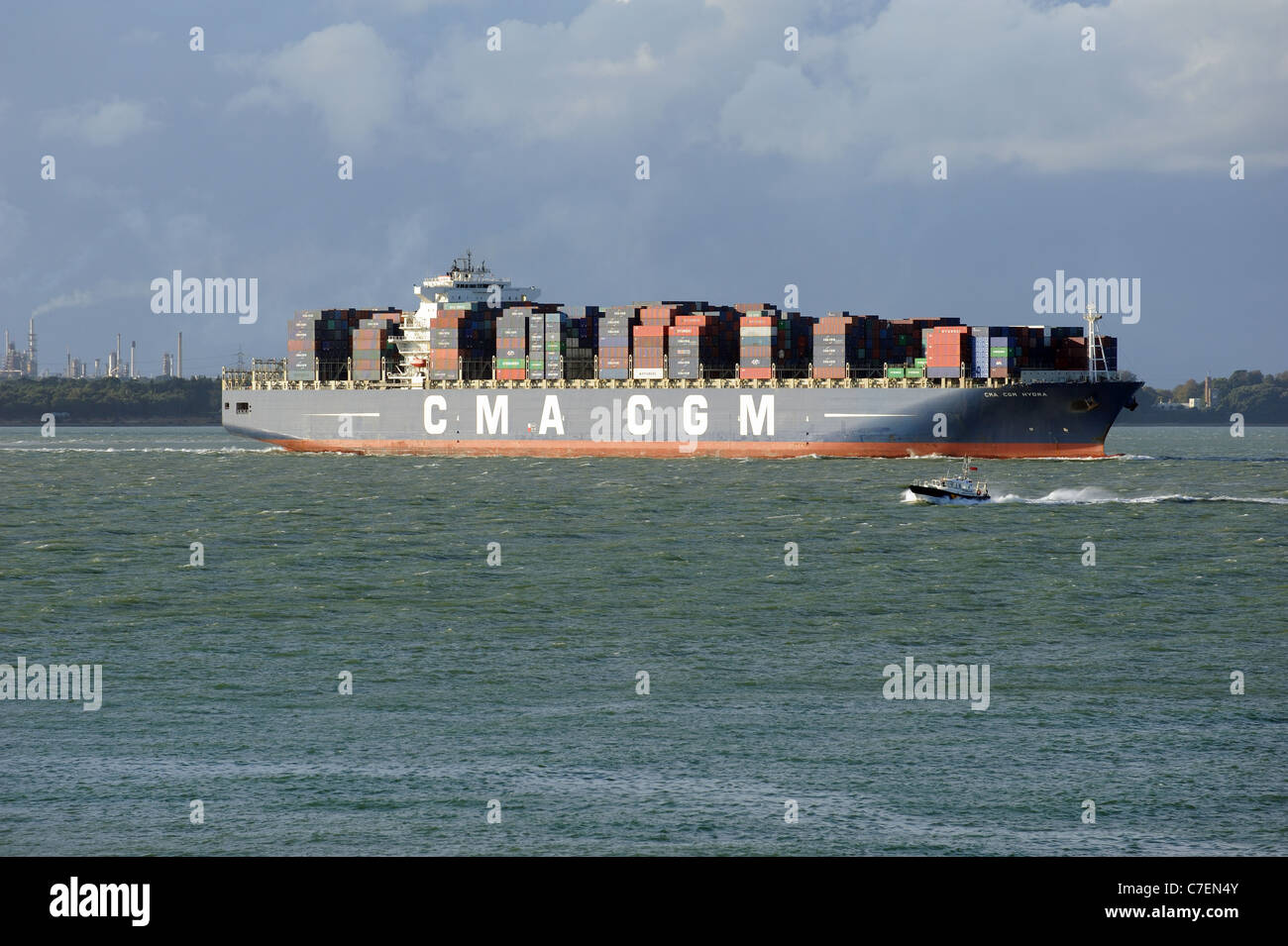 CMA CGM Hydra container carrier ship underway on The Solent southern ...