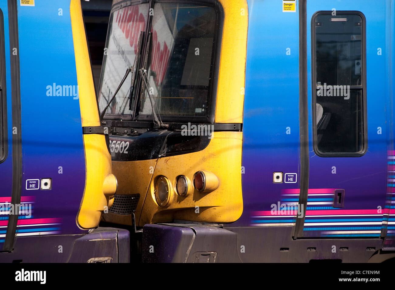 Close up of two trains in First Capital Connect livery coupled together ...