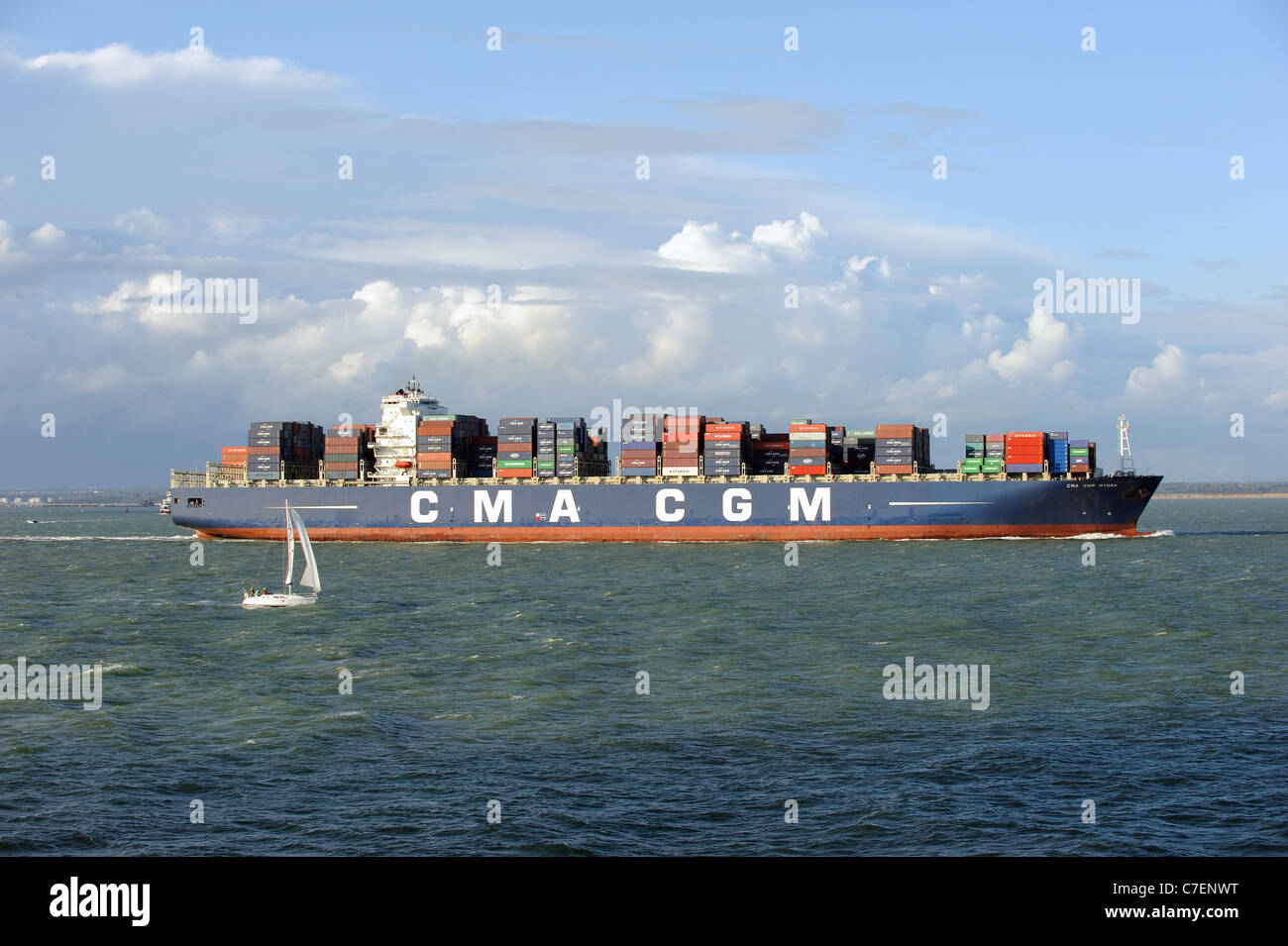 CMA CGM Hydra container carrier ship underway on The Solent southern ...