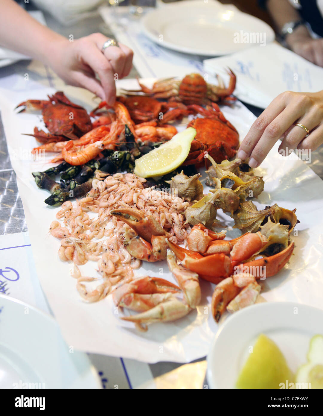 Mixed seafood with crab, barnacles, shrimps, sea snails Stock Photo - Alamy