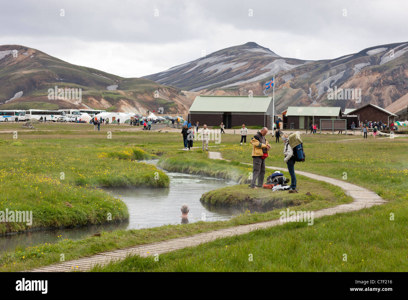 People bathing in geothermal area, Landmannalaugar Stock Photo - Alamy
