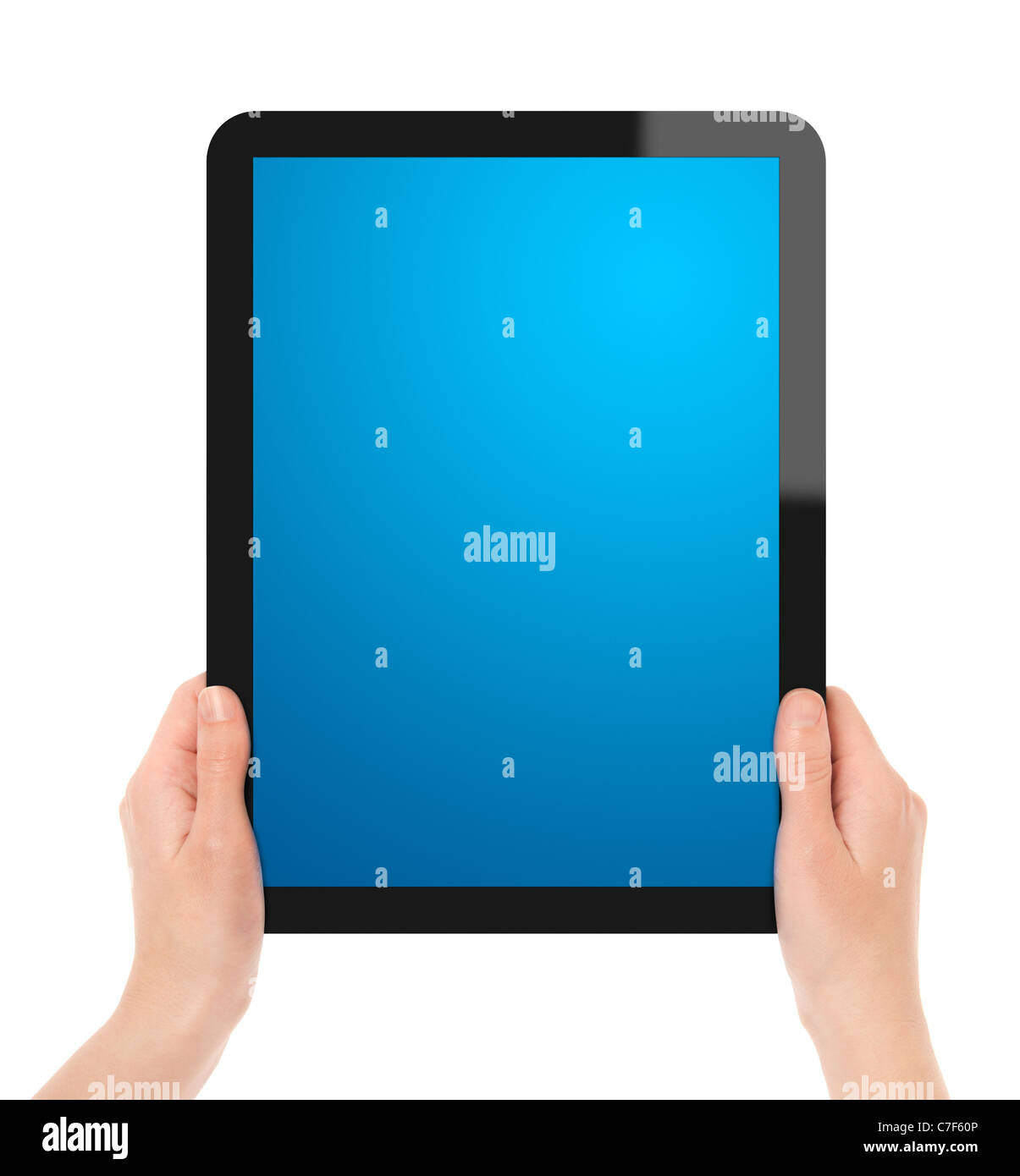Female hands holding touch screen tablet. Include 2 clipping path Stock ...