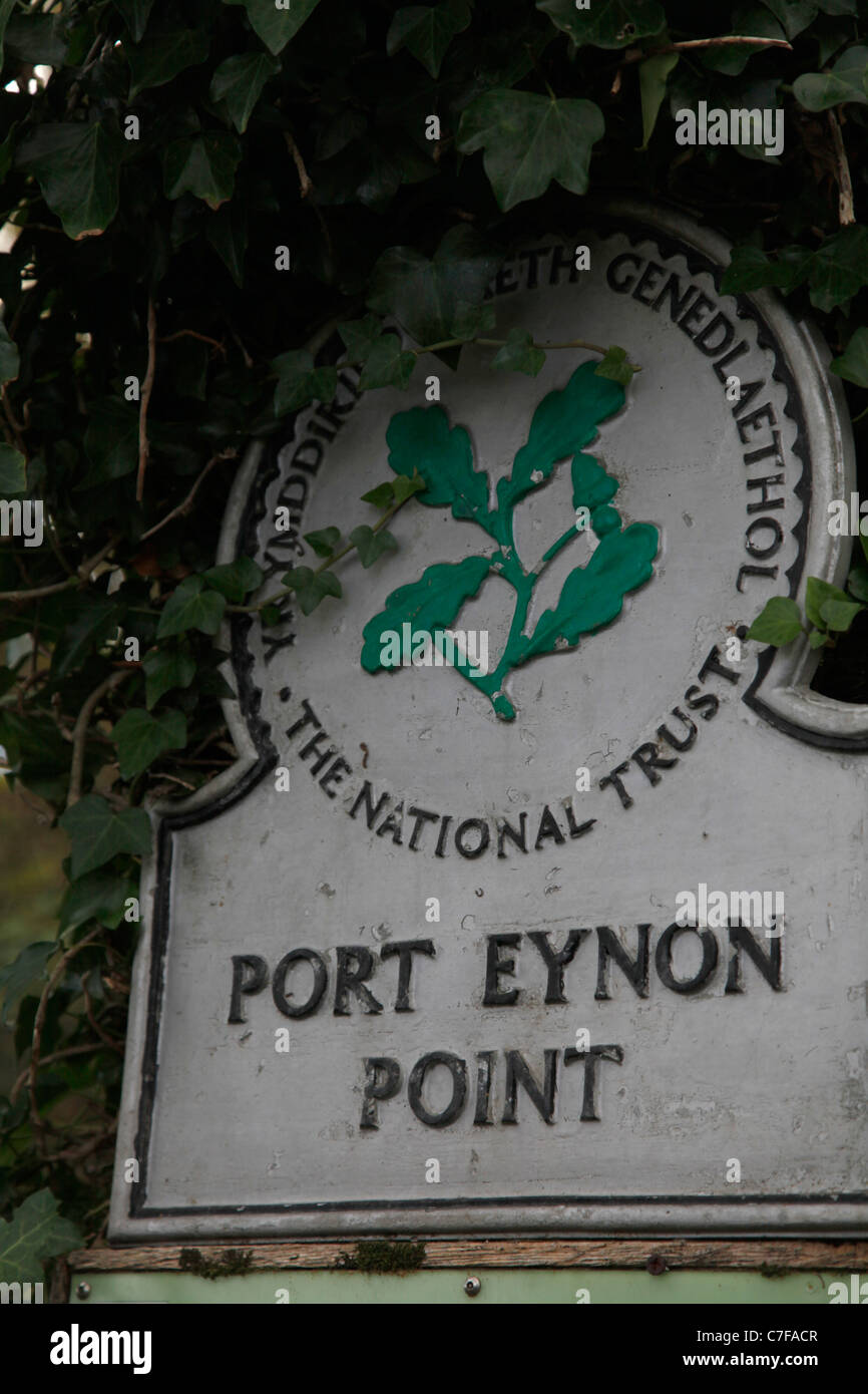 Wales. Sign on National Trust coastal path in the Gower peninsula Stock ...