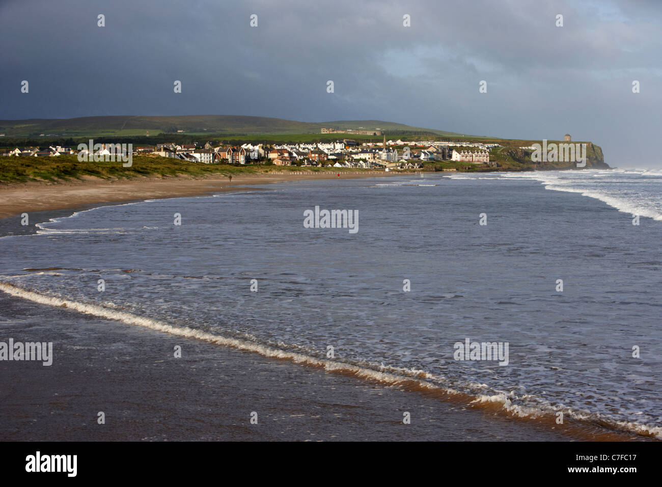 sea rolling in castlerock town and strand county derry northern ireland ...