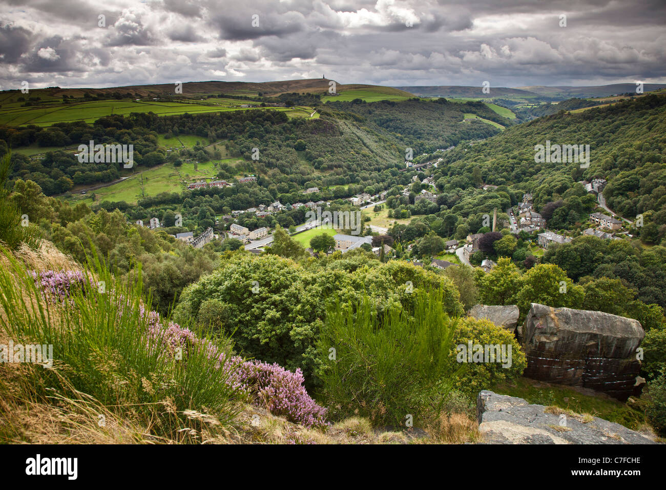 Hebden Bridge and Mytholm from Heptonstall, Calderdale, West Yorkshire ...