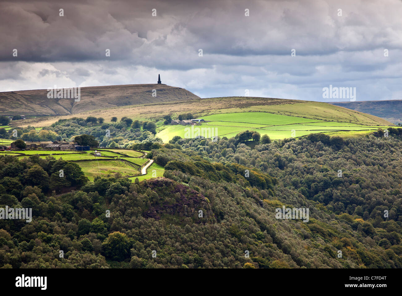 Stoodley Pike from Heptonstall, Calderdale, West Yorkshire Stock Photo ...
