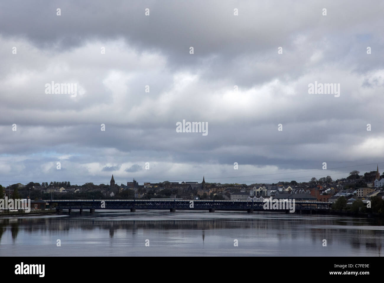 craigavon bridge and river foyle on a cloudy day in derry city county ...