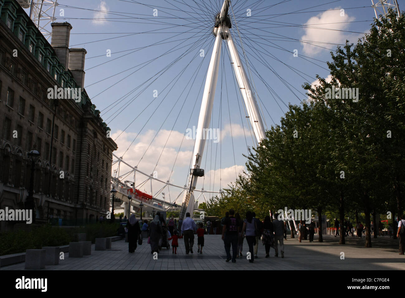 a view towards the London Eye with County Hall on the left Stock Photo ...
