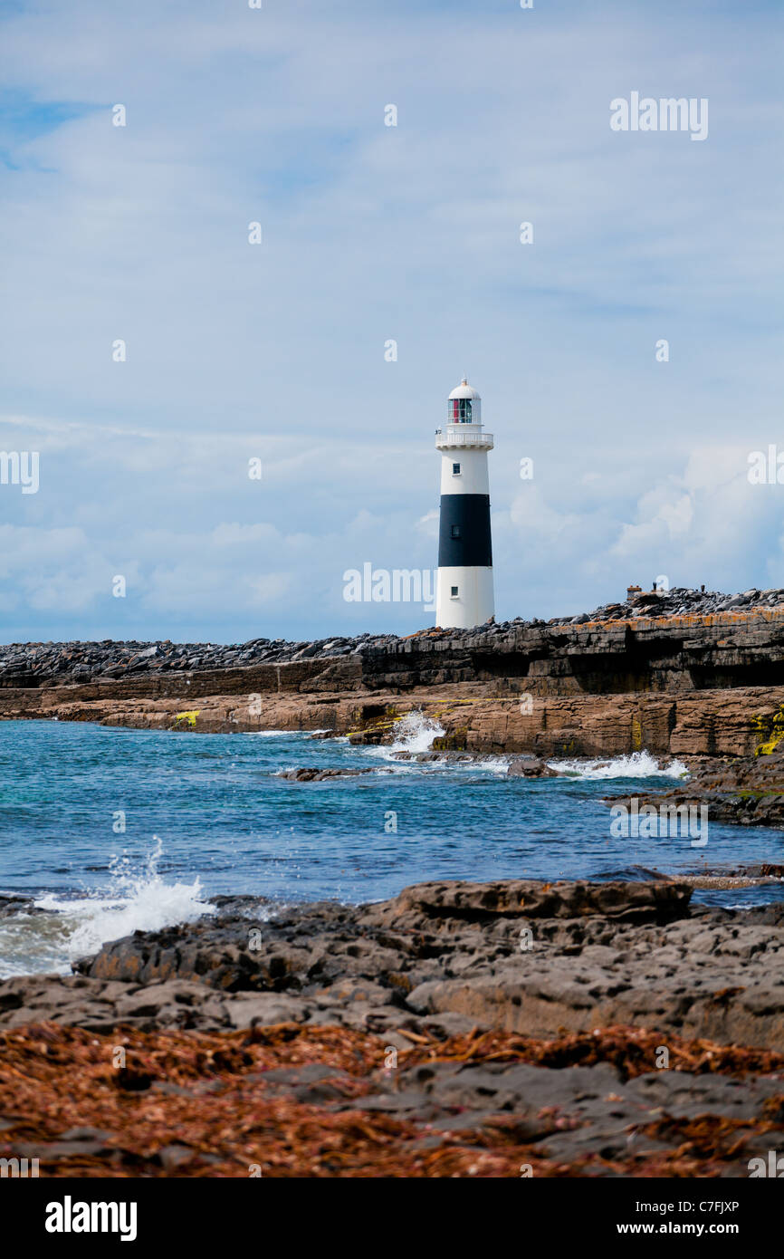 Inis Oirr (Inisheer) Lighthouse on Inisheer island, Ireland Stock Photo ...