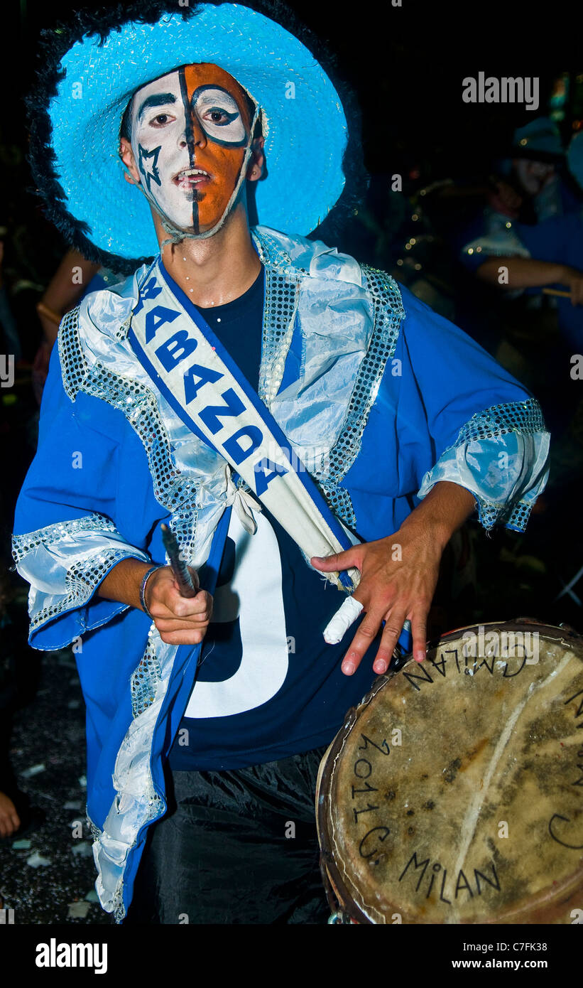 Candombe drummer in the Montevideo annual Carnival Stock Photo - Alamy