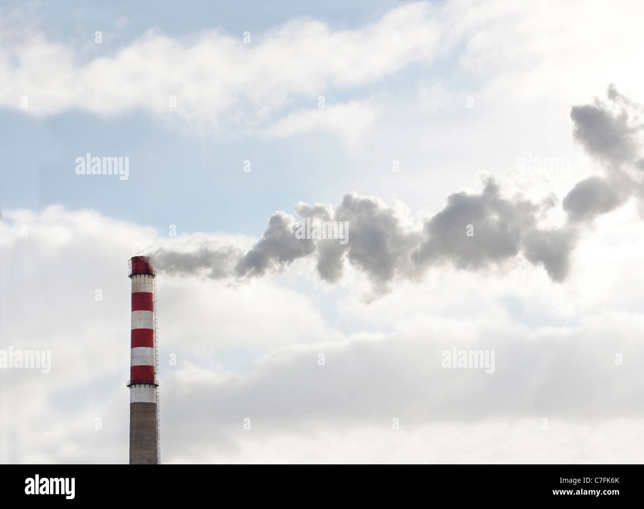 Factory pipe, emitting a cloud of white smoke Stock Photo - Alamy