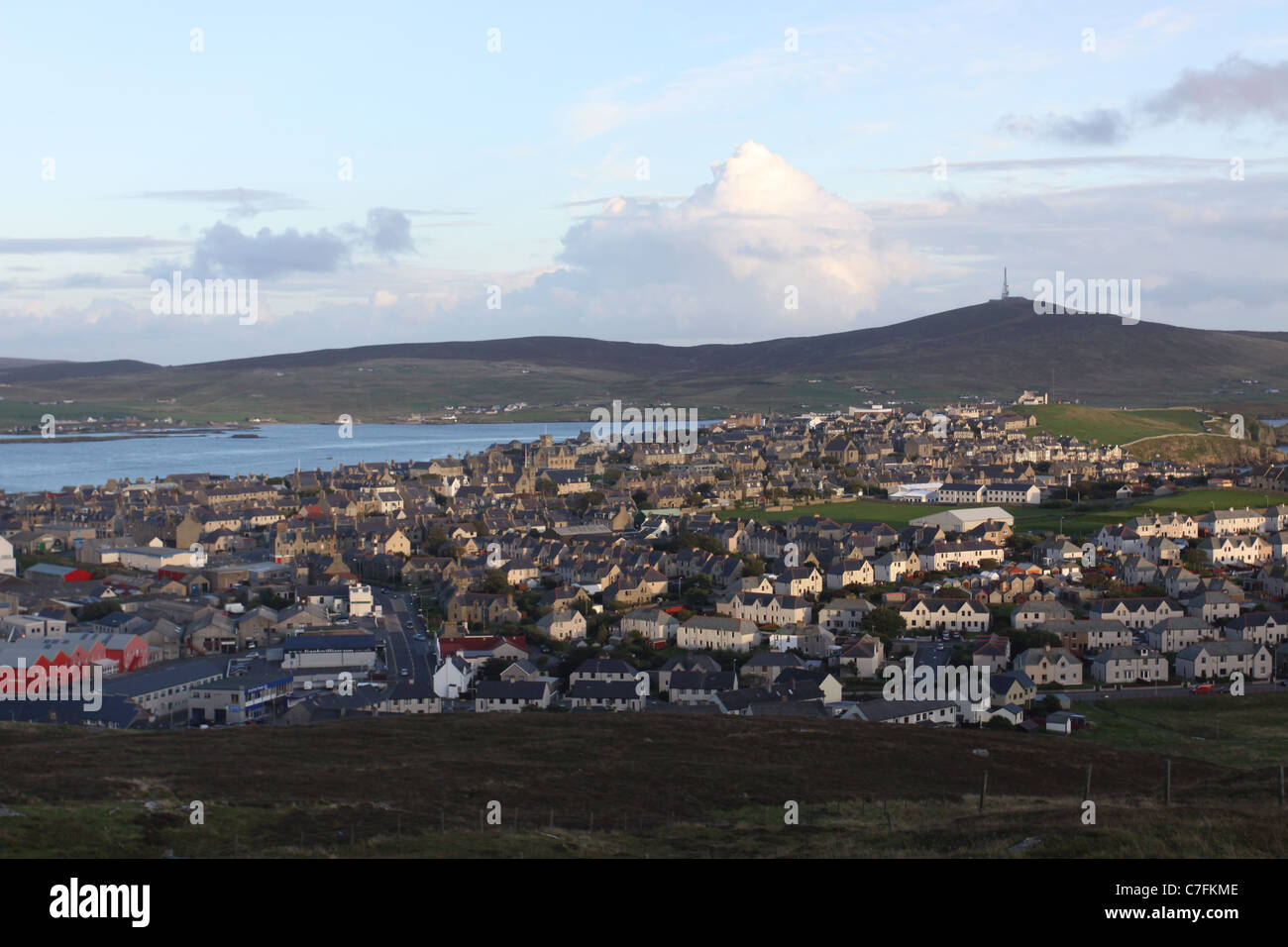 Elevated view of Lerwick Shetland Islands Scotland September 2011 Stock ...