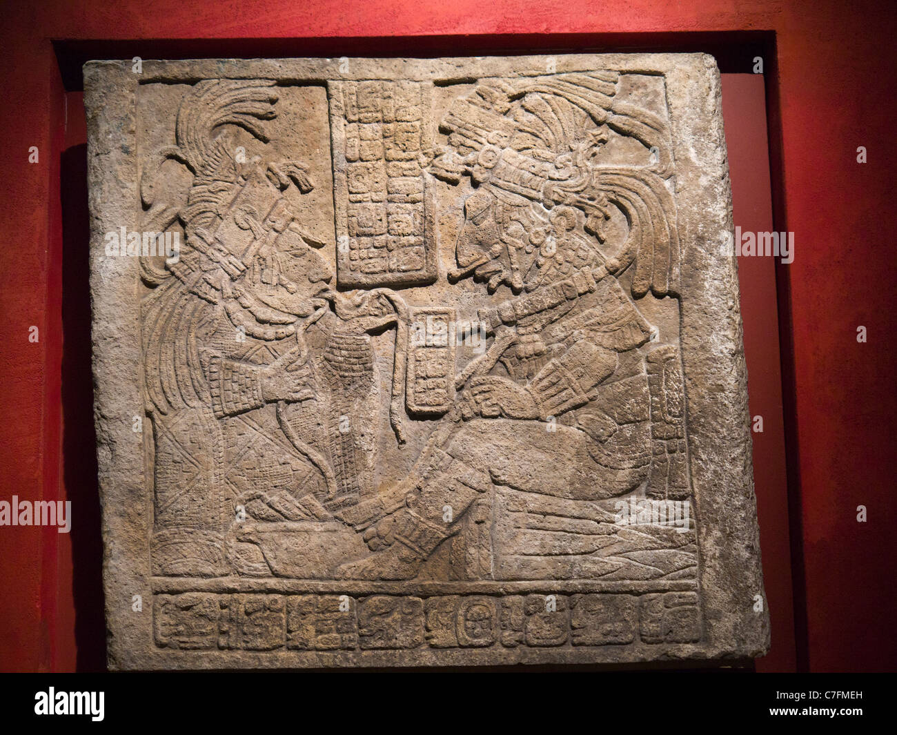 Carved Stone Aztec Panel in the British Museum in London England Stock ...