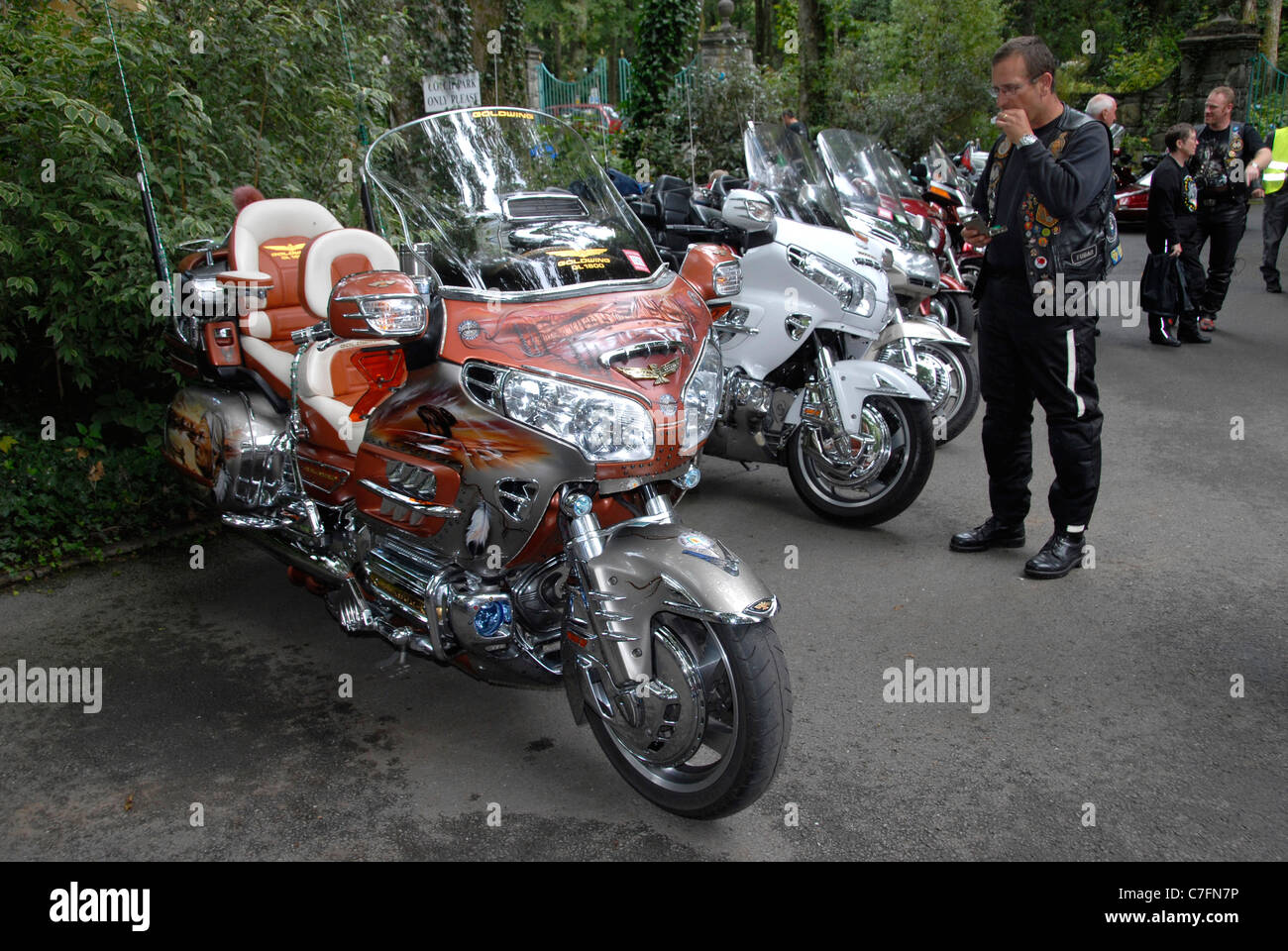 Classic motorbikes on tour in north Wales, UK Stock Photo - Alamy