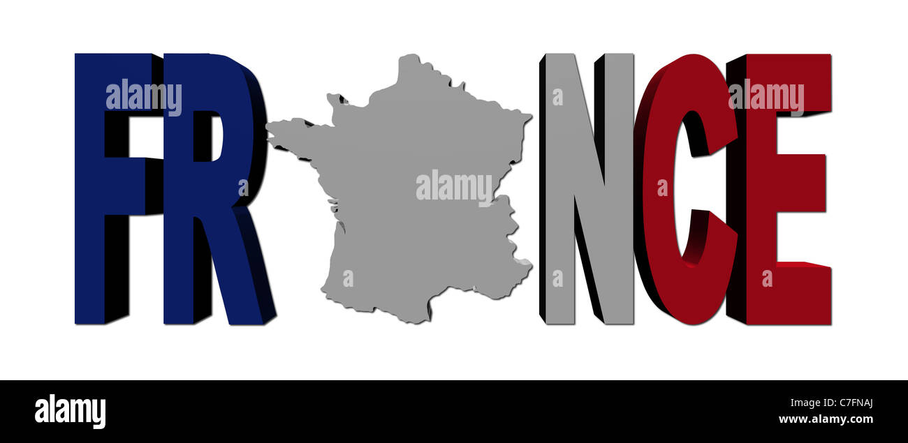 France map flag text Cut Out Stock Images & Pictures - Alamy