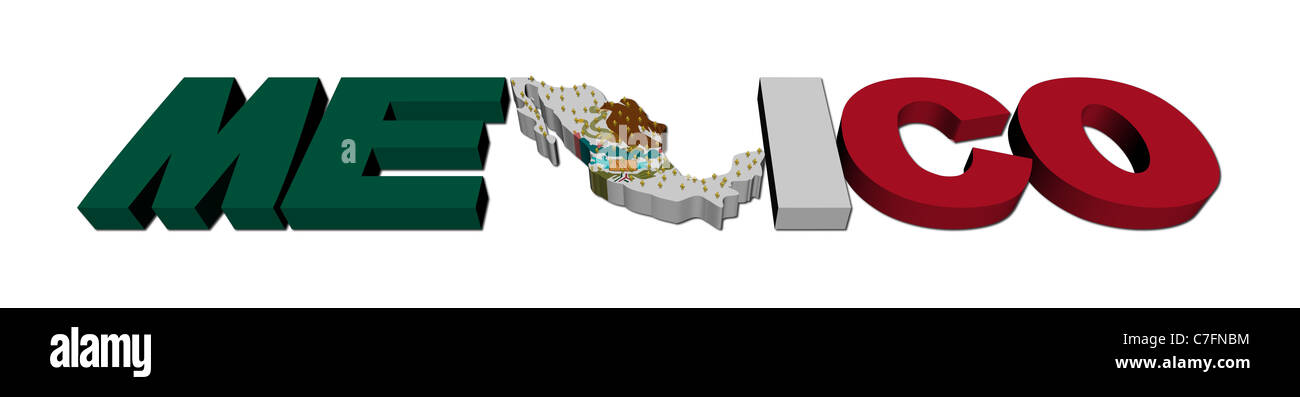 Mexico map text with flag and population illustration Stock Photo - Alamy