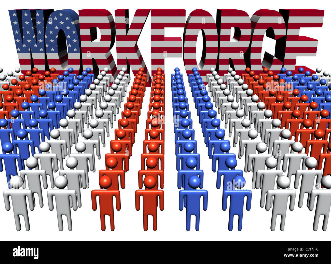 lines of people with workforce American flag text illustration Stock ...
