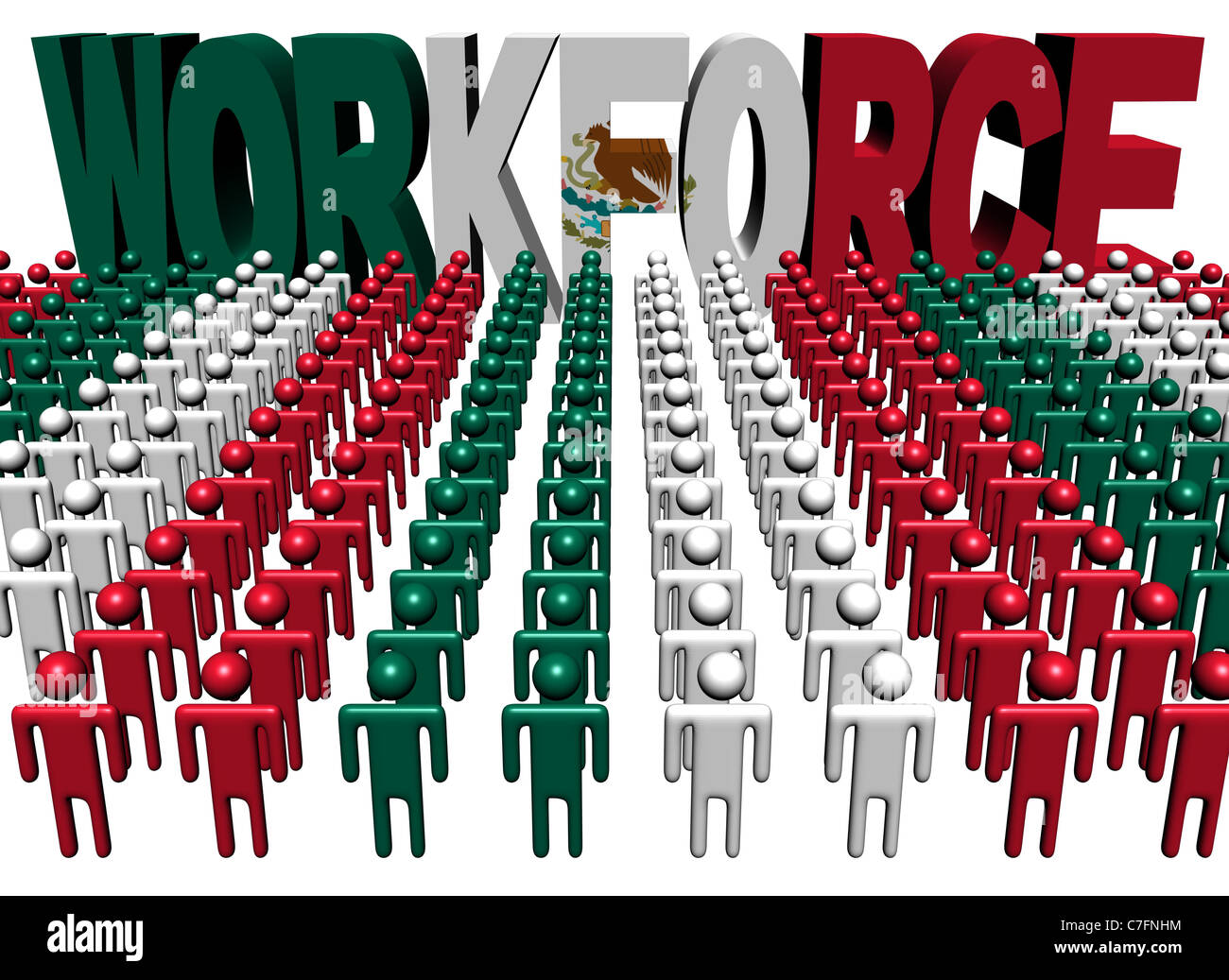 lines of people with workforce Mexican flag text illustration Stock ...