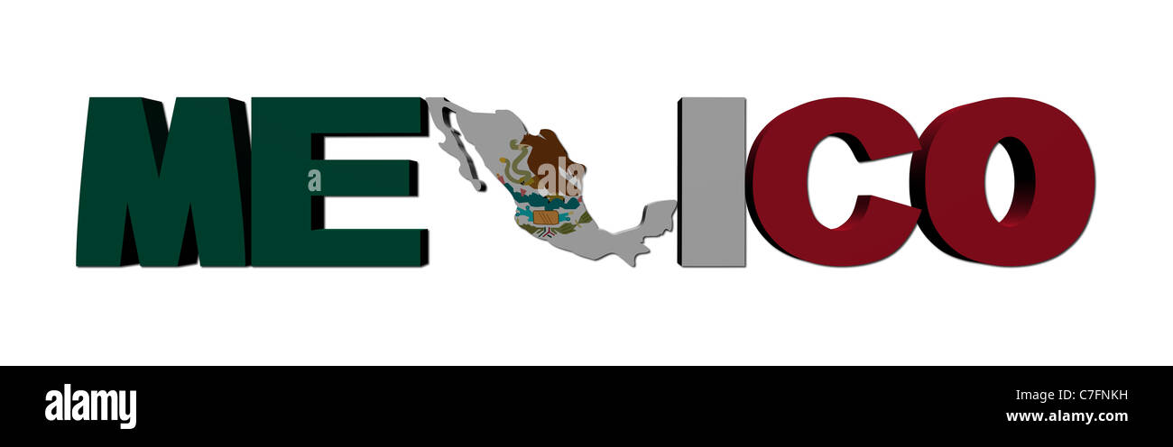 Mexico map text with flag illustration Stock Photo - Alamy
