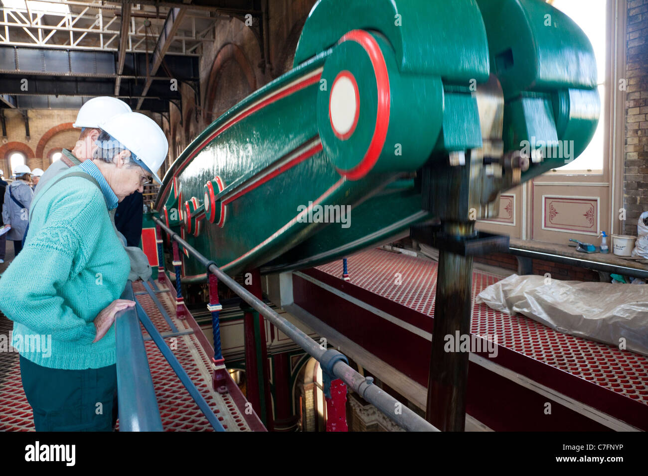 Part of restored Victorian beam engine. Crossness pumping station ...