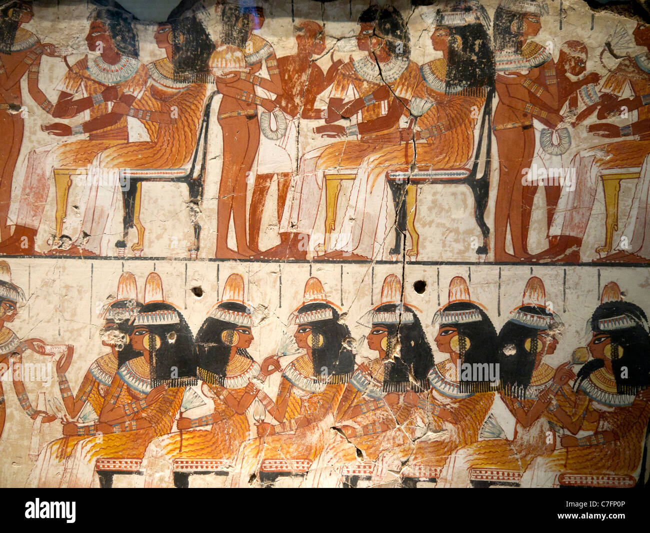 Egyptian Wall Painting depicting dancing girls in the British Museum in ...