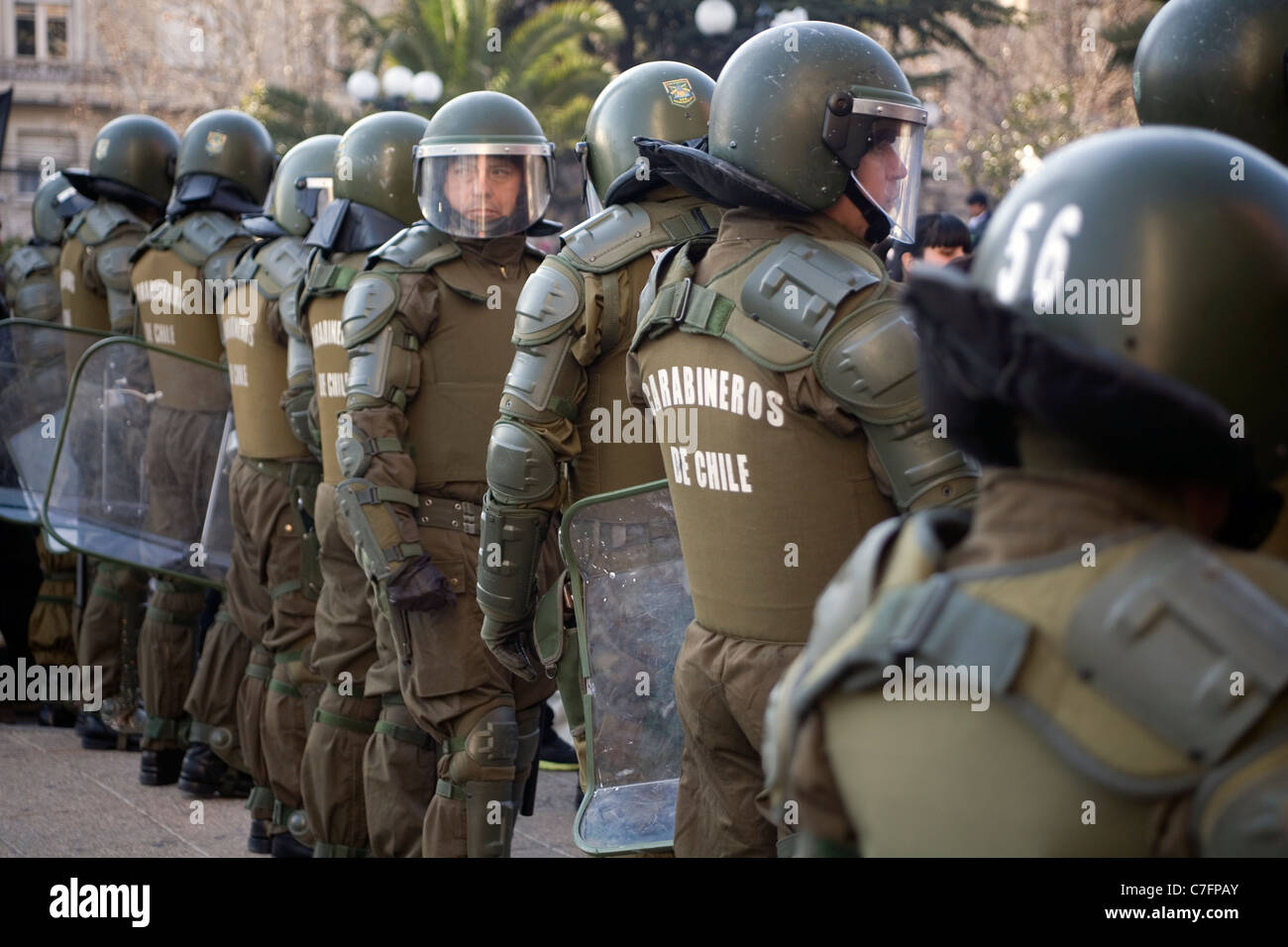 Line of carabineros of Chile Stock Photo - Alamy