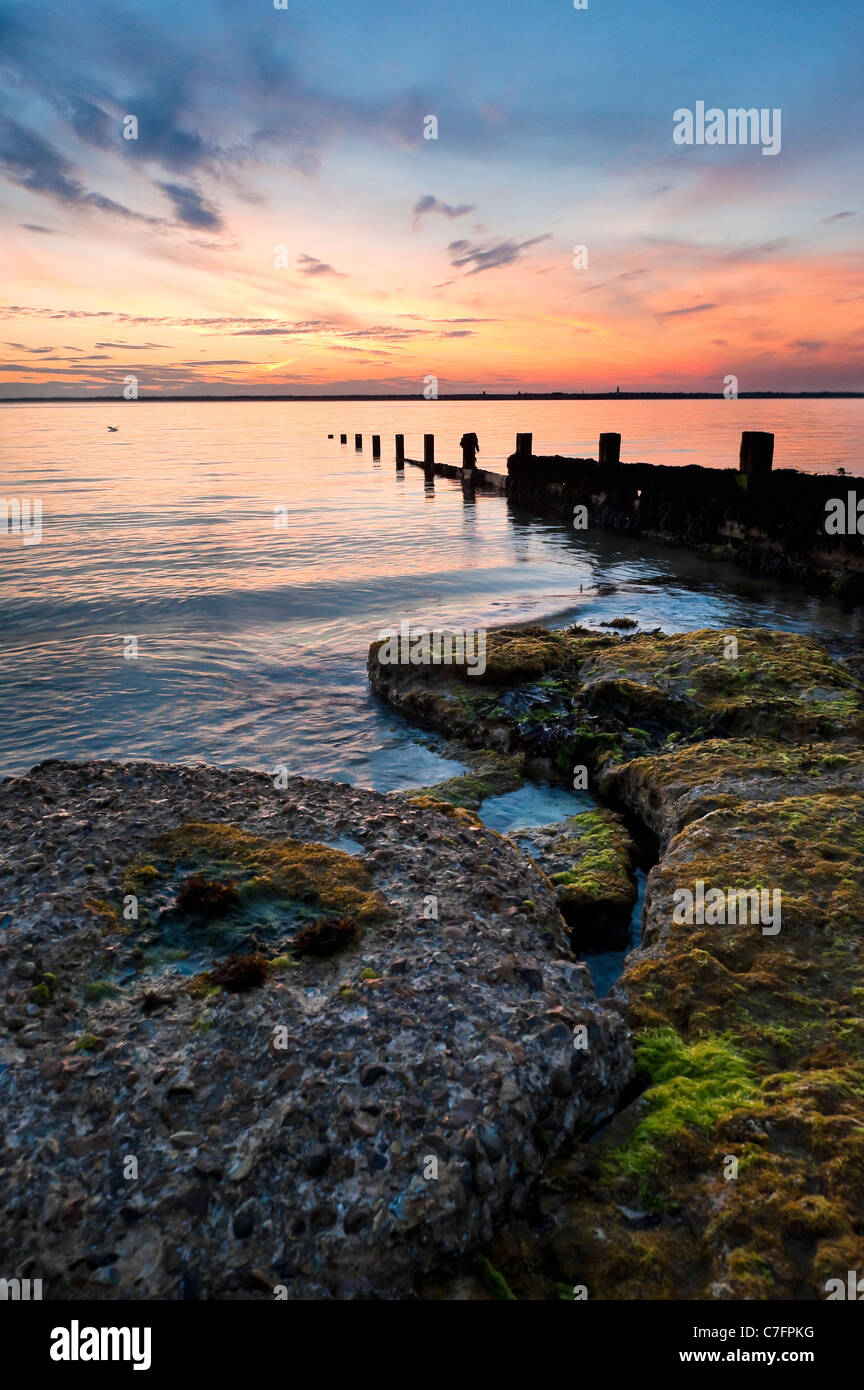 Sunset At Colwell Bay Isle Of Wight UK Stock Photo Alamy