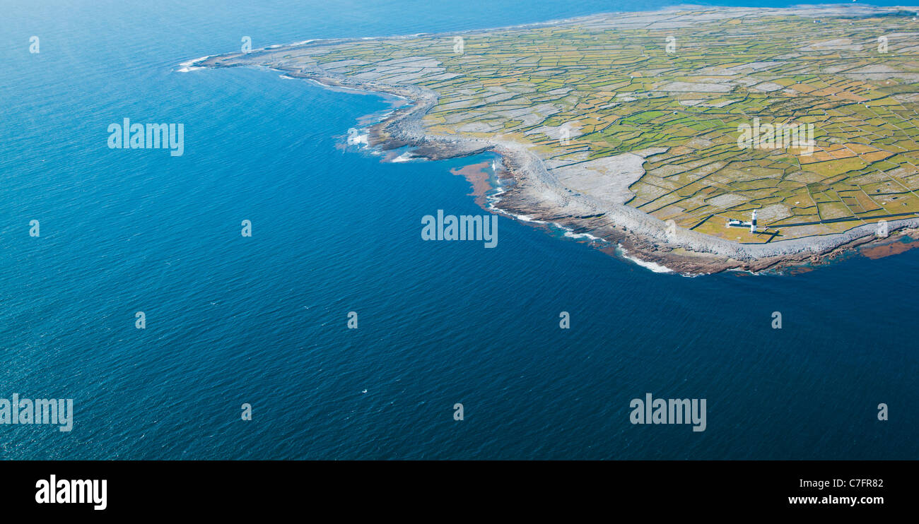 Aerial landscape of Inisheer Island, part of Aran Islands, Ireland ...