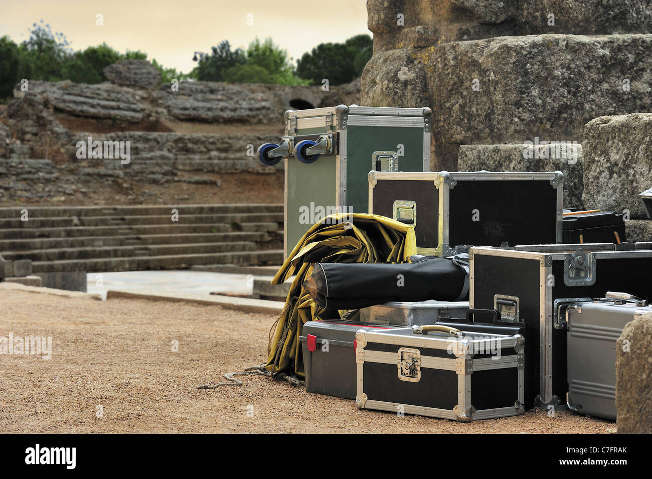 backdrop of the stage before concert in old amphitheater Stock Photo ...