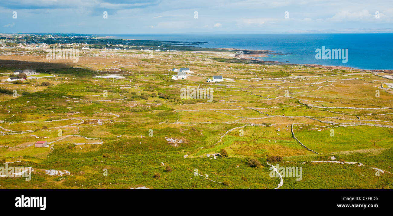 Aerial landscape of Inisheer Island, part of Aran Islands, Ireland ...