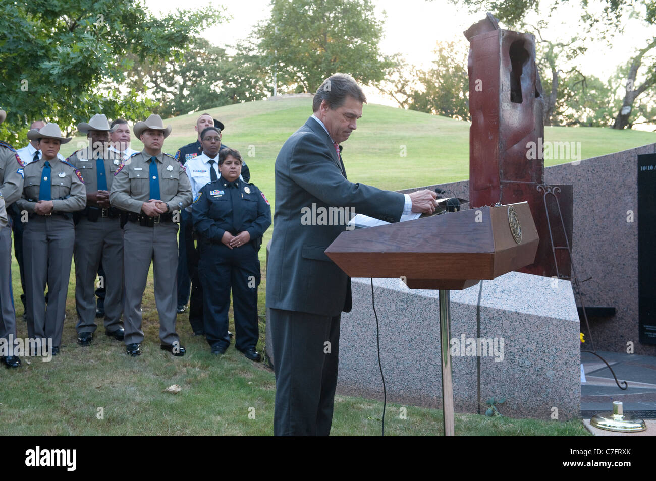 Texas Gov. Rick Perry speaks at ceremony for 10th anniversary of the 9 ...
