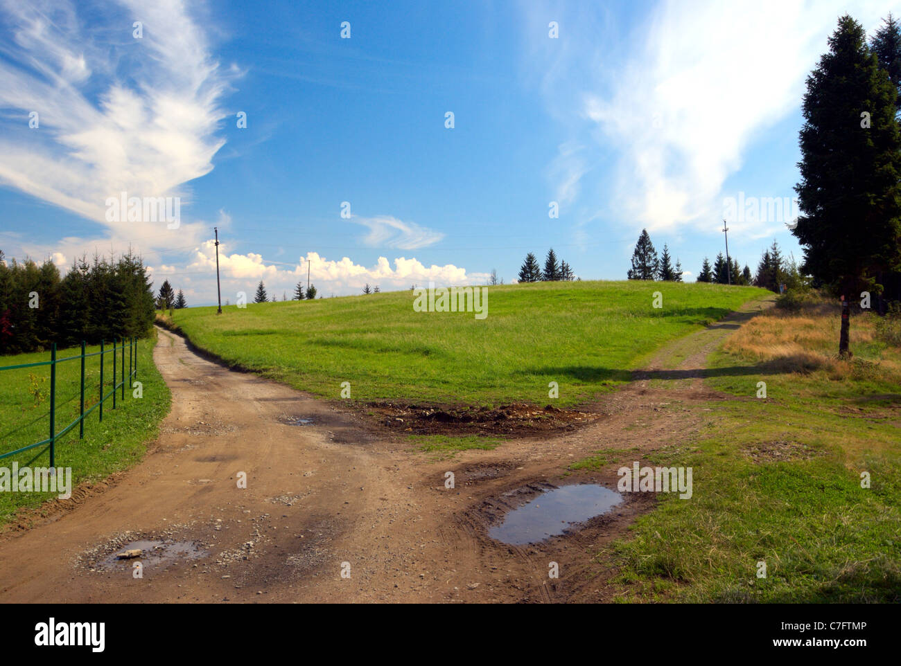Touristic path crossroad Stock Photo - Alamy