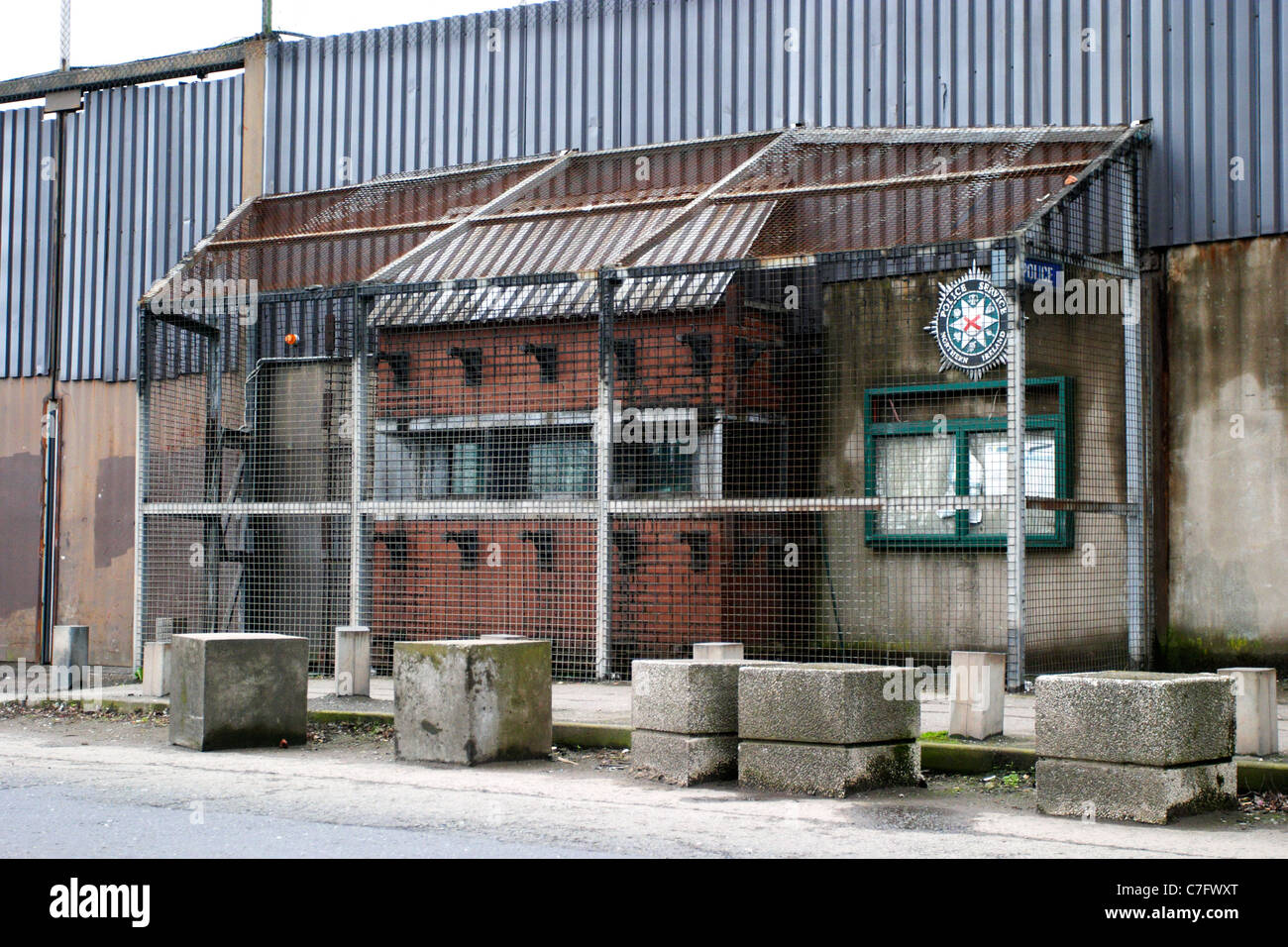 defensive cage around concrete sanger on former psni ruc base in ...