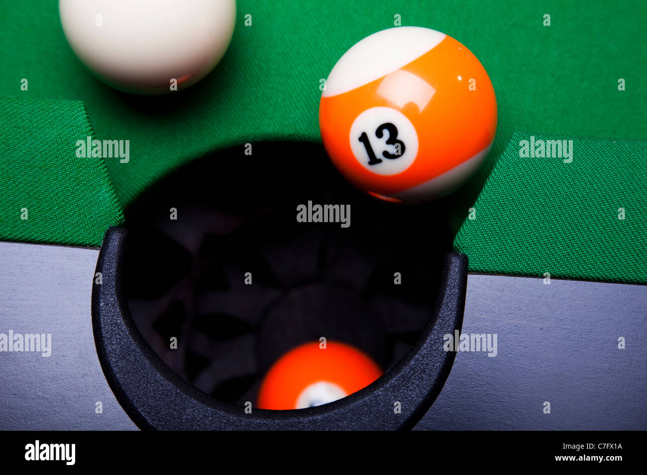 Billiard table and balls Stock Photo - Alamy
