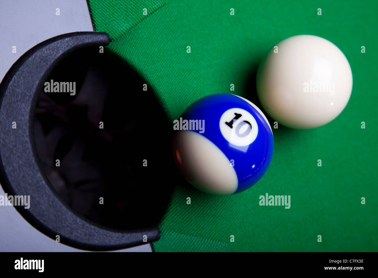 Billiard table and balls Stock Photo - Alamy