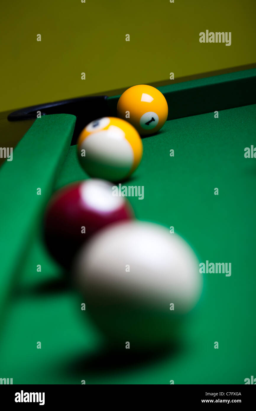 Billiard table and balls Stock Photo - Alamy