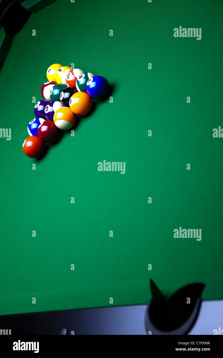 Billiard table and balls Stock Photo - Alamy